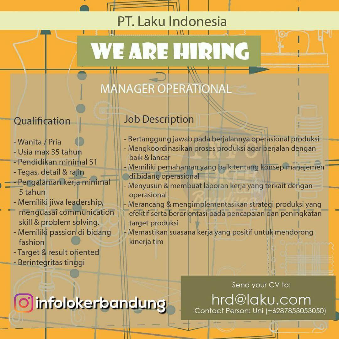 Lowongan Kerja Manager Operasional PT. Laku Indonesia Bandung Dember ... Lowongan Kerja Manager Operasional PT. Laku Indonesia Bandung Dember ...