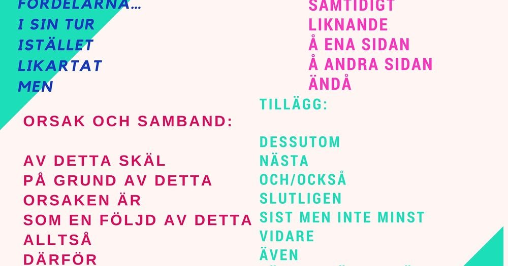 Folkuniversitetet D: Sambandsord vid argumenterande text