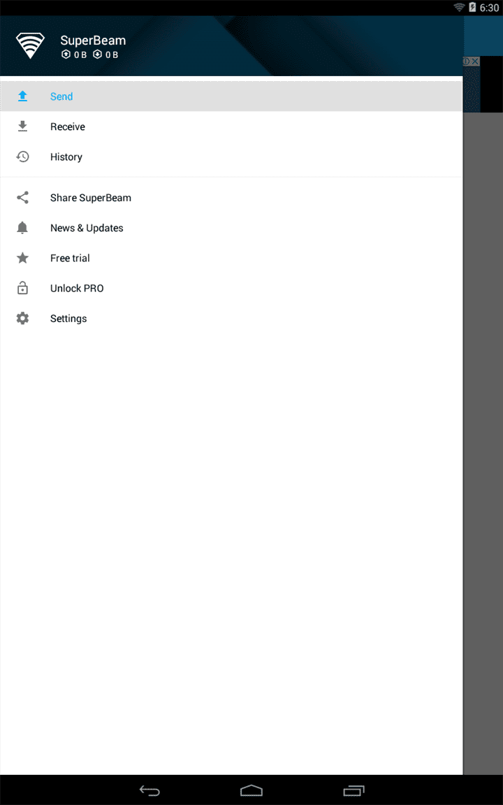 SuperBeam 4.1.3 - تطبيق مشاركة الملفات عبر الواي فاي للاندرويد