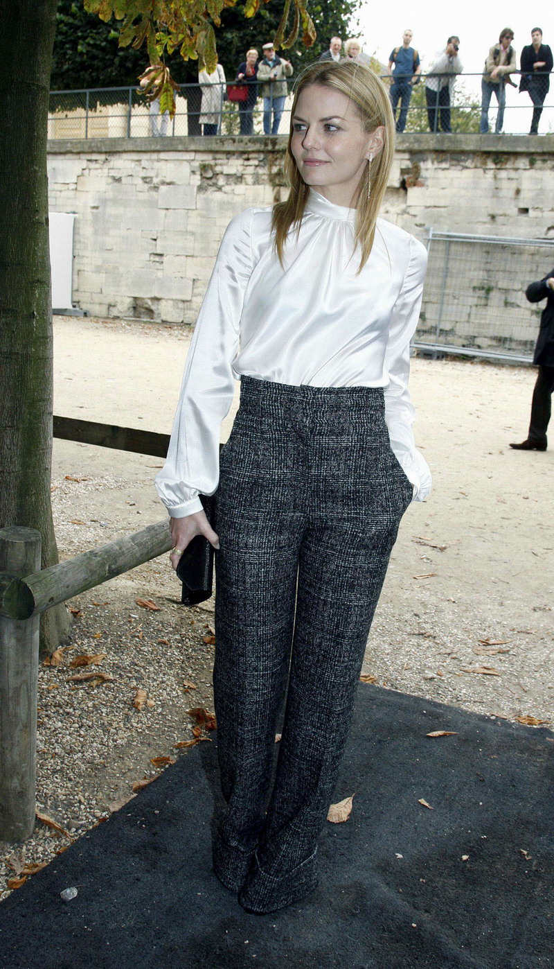 Ladies in Satin Blouses: Jennifer Morrison - white satin bow blouse ...