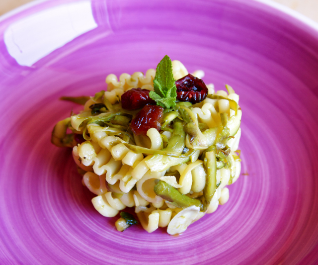 Riccioli with Dried Cranberries, Asparagus & Mint