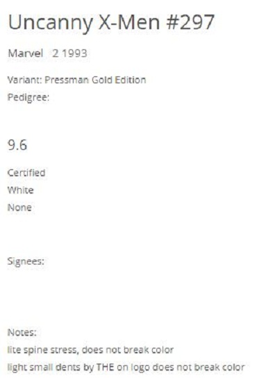 Graded Key Comics: CBCS - Comic Book Certification Service