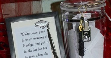 Graduation party memory jar - Feathers in the woods