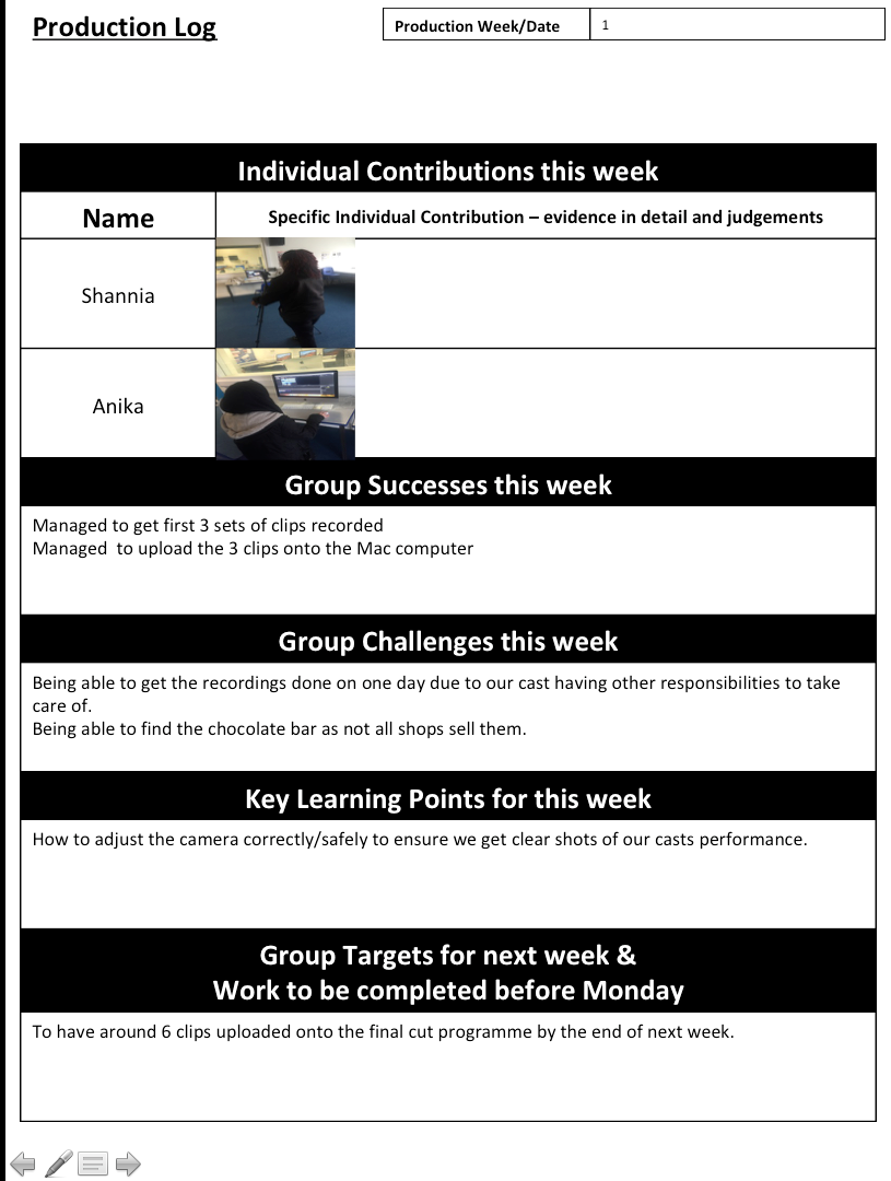 anika akhter unit 20 advertising : 18. Production log 1