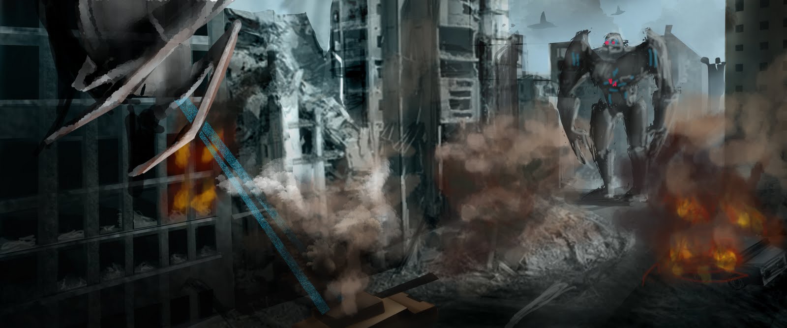 Concept design for city destroyed by robots... | Raquel Martinez Designs