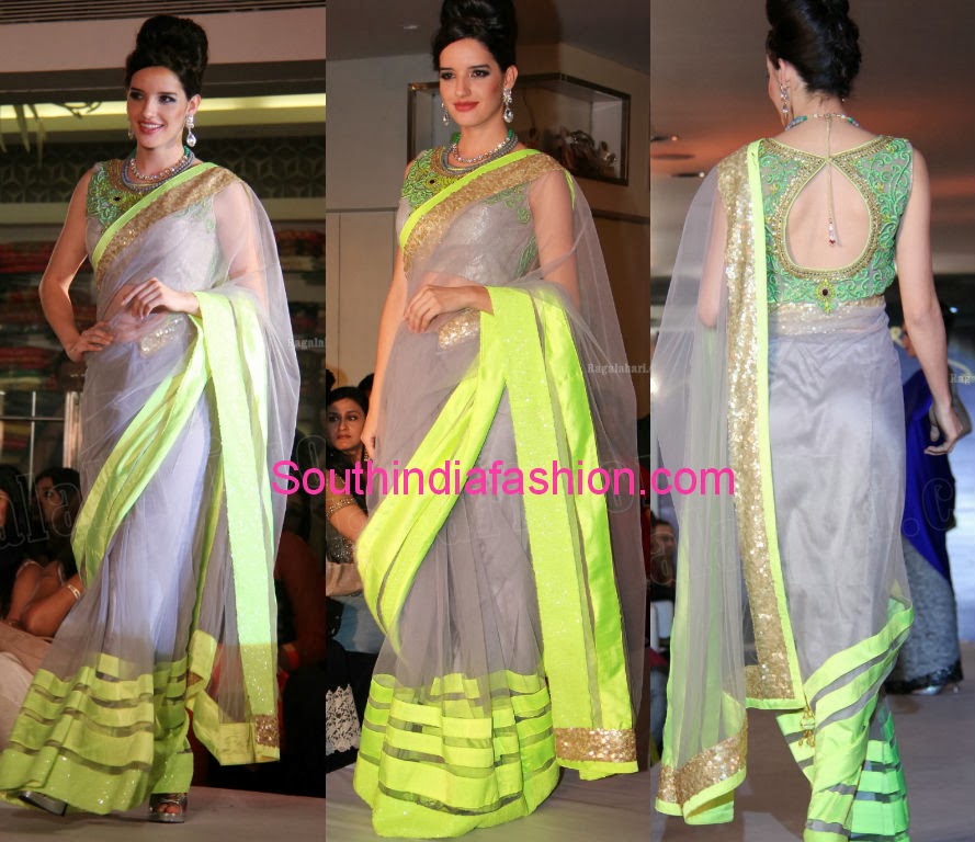 Grey Net Saree by Neeru's – South India Fashion