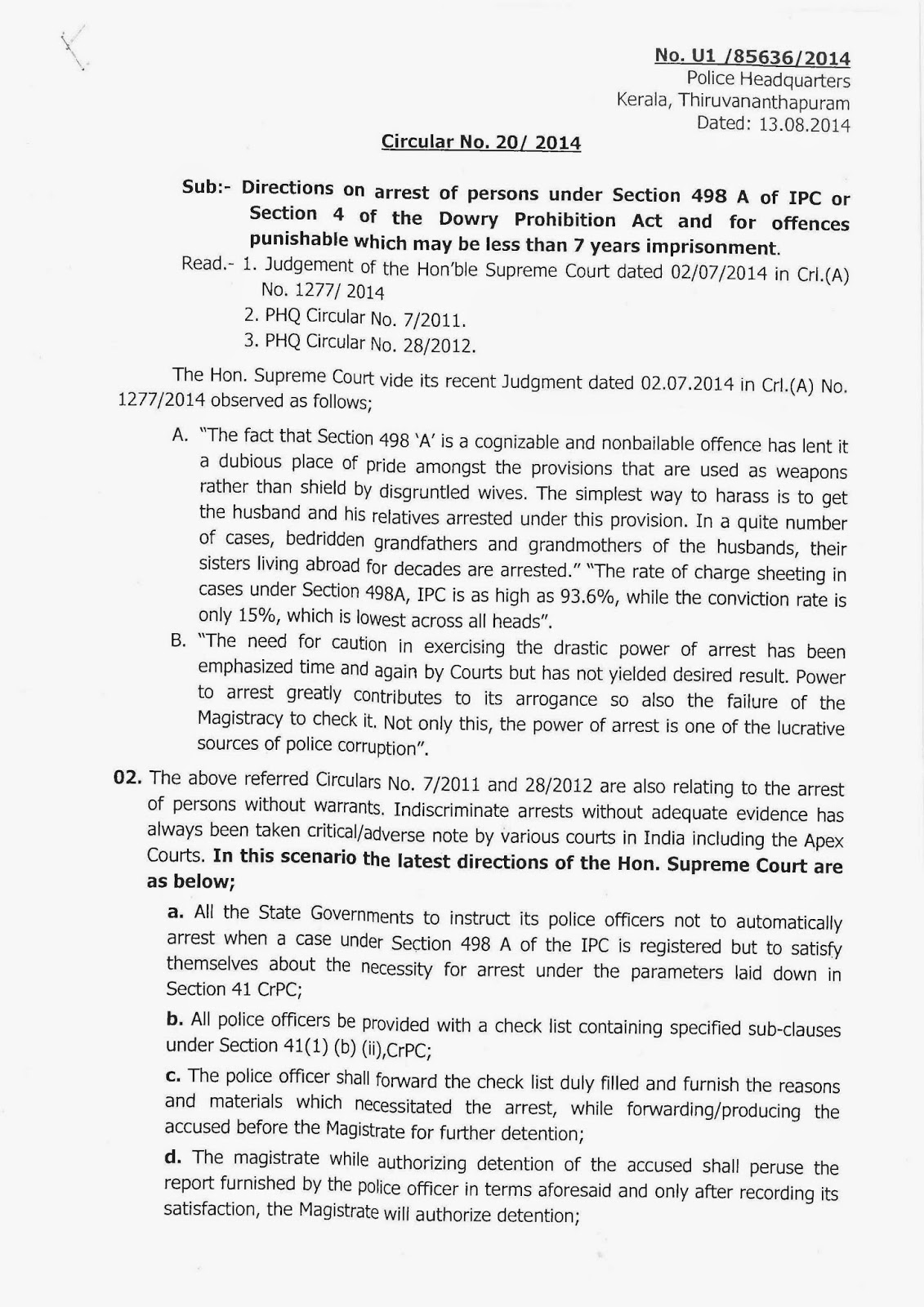 SHERRYS COLUMN Arrest In 498A Indian Penal Code Cases Directions sherrys-column-arrest-in-498a-indian-penal-code-cases-directions