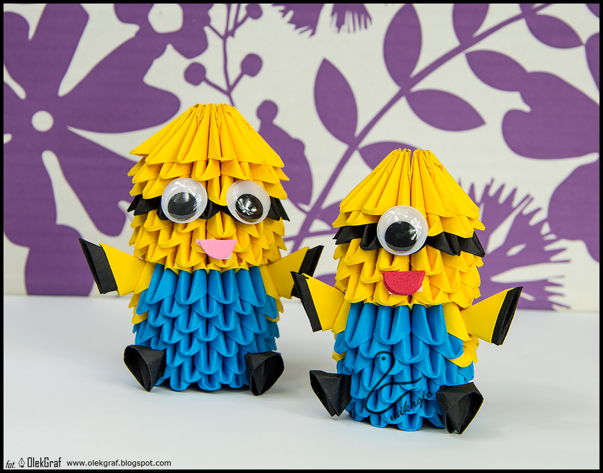 Origami 3d - mikaglo: 186. Minionki rozrabiają / 3d origami minions