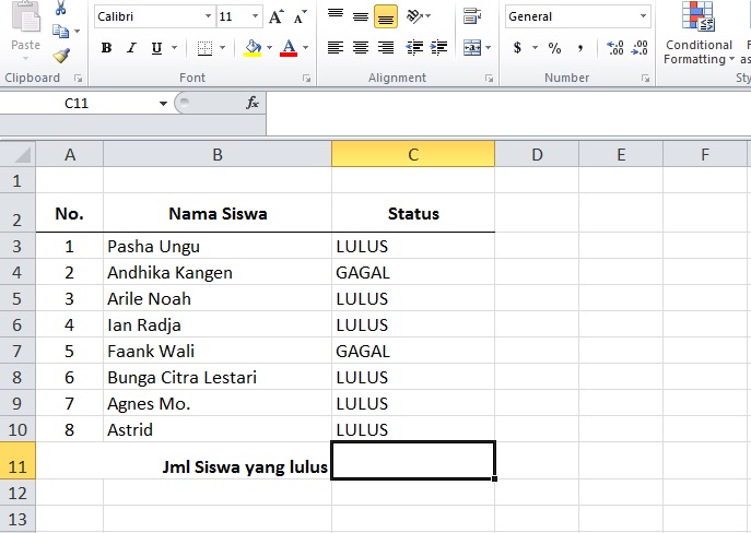 Belajar Microsoft Office: Penggunaan Fungsi COUNTIF pada Ms. Excel