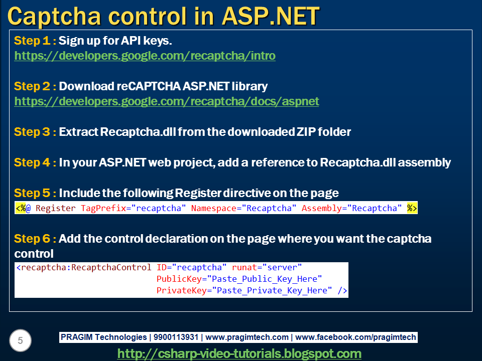Sql server, .net and c# video tutorial: Captcha control in asp.net