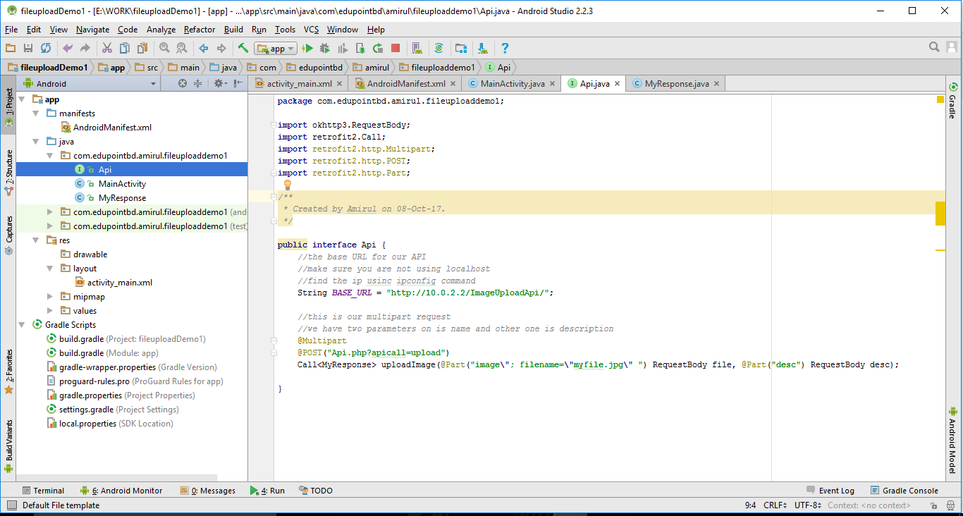 Amirul World: Image upload in android studio using Retrofit Json Parsing