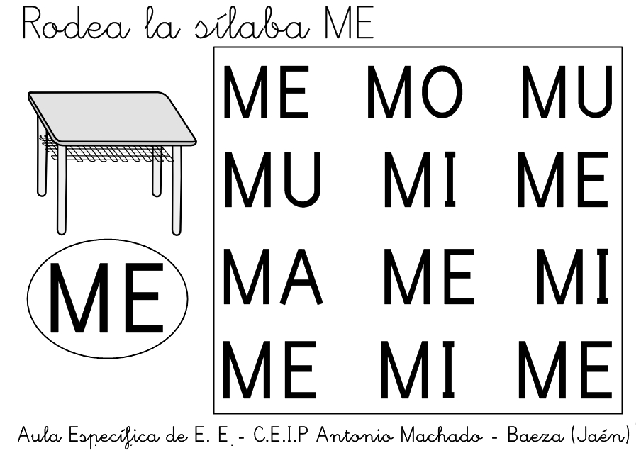 Aula Específica de E.Especial: Fichas de Trabajo - Sílabas Directas con M