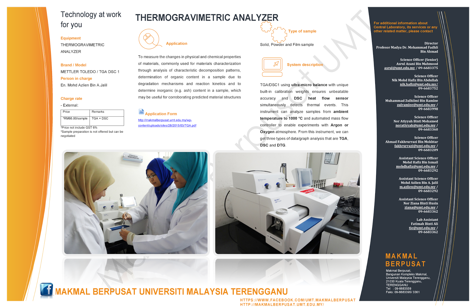 BORANG PERMOHONAN ANALISA SAMPEL - TGA ~ MAKMAL BERPUSAT UMT