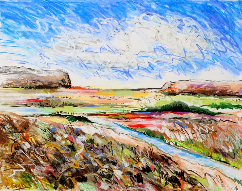 Carol Engles Art: Western Valley Three, abstract landscape by Carol Engles