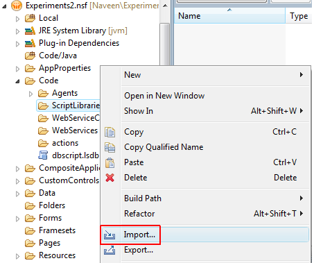 Importing script library in Domino Designer