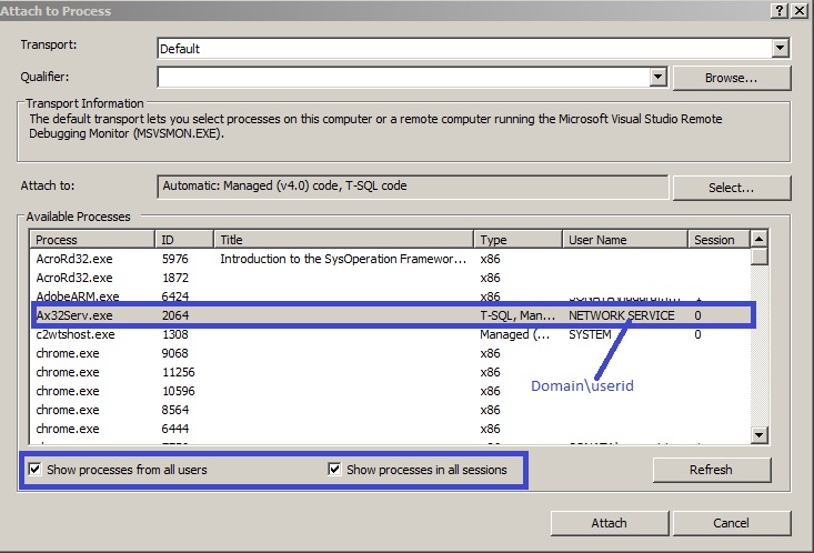 Microsoft Dynamics Ax: AX 2012 - How to debug Code in Visual Studio