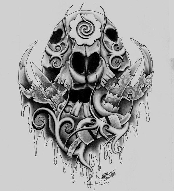 Wild Boar Skull Tattoo