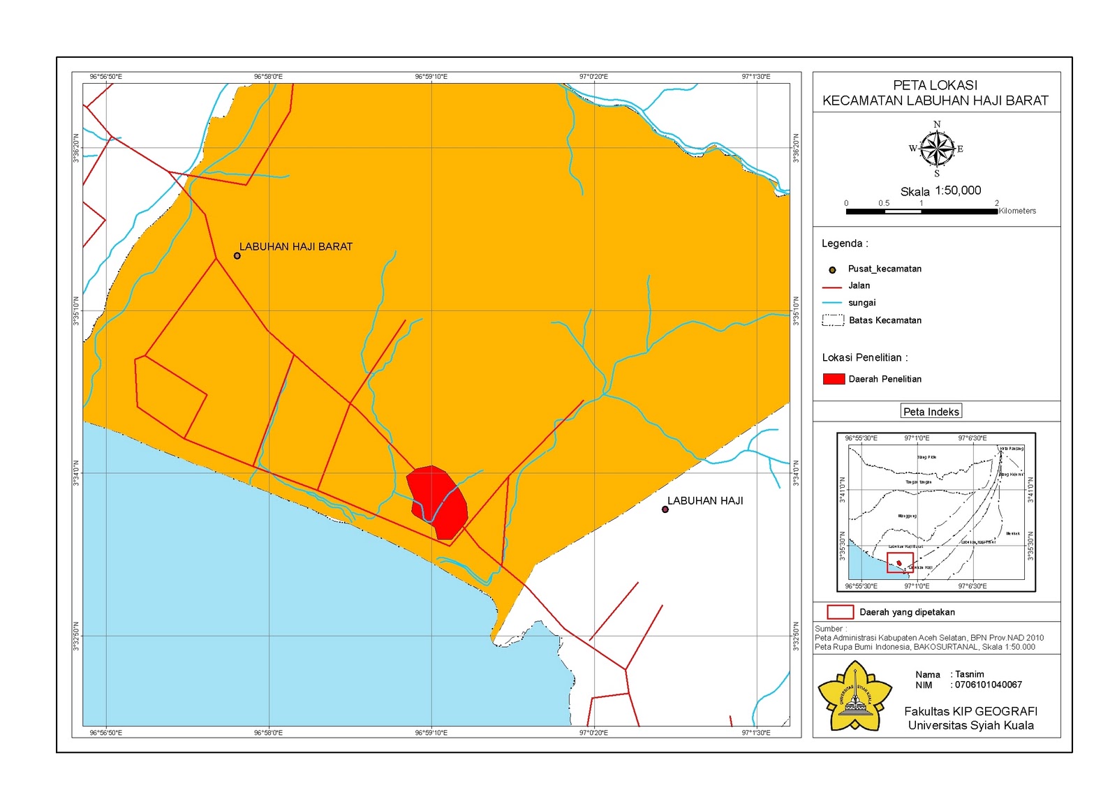 Bahan Kuliah geografi: peta SIG penggunaan lahan di labuhan haji