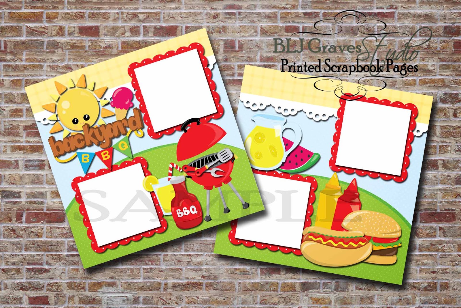 BLJ Graves Studio: Summer Backyard BBQ Scrapbook Pages