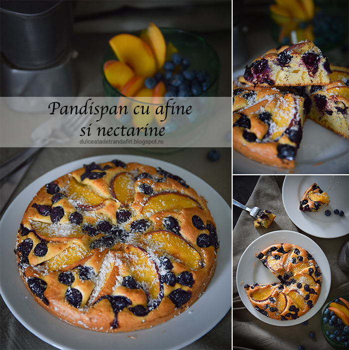 Dulceata de trandafiri: Pandispan cu afine si nectarine