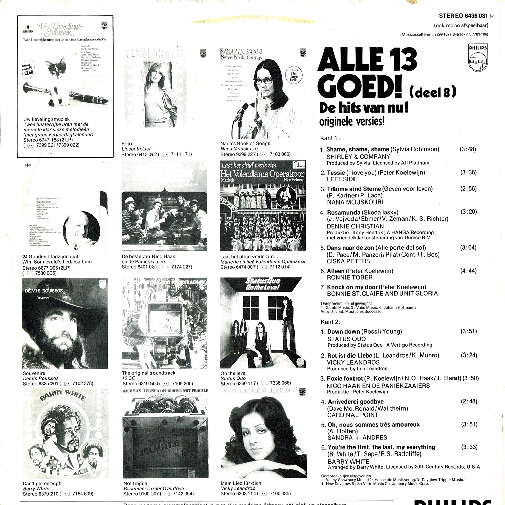 Various - Alle 13 Goed! Deel 8 De Hits Van Nu! (1975) - Lp ~ blog met ...