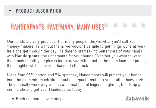 Handerpants -- The Underwear for Your Hands - everything is in order