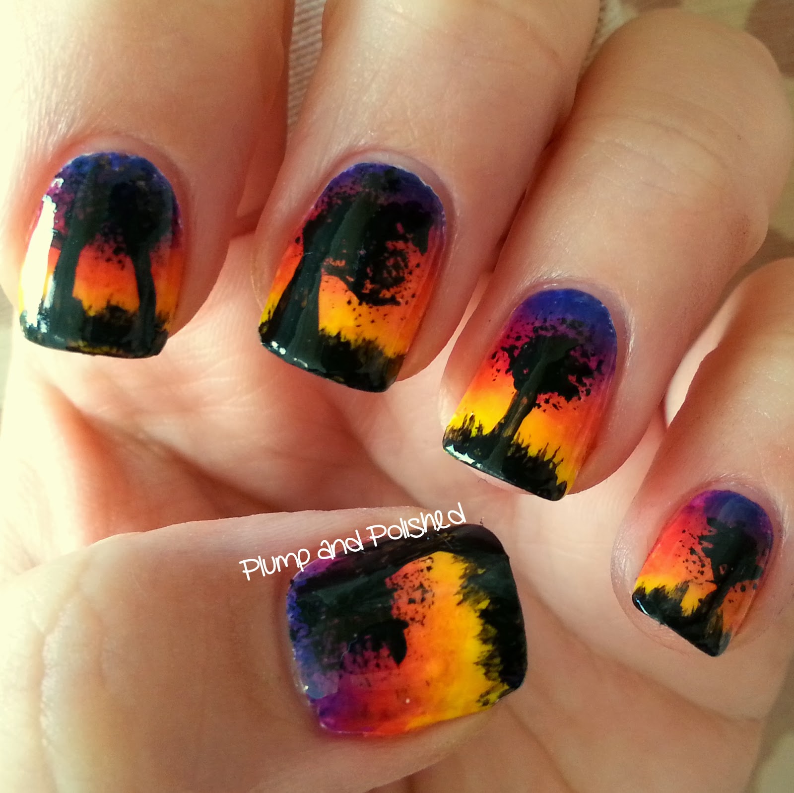 Plump and Polished: Falling for Nail Art: Early Sunsets