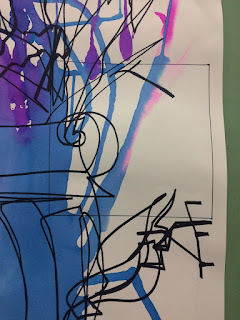 My High School Art Room: Blind Contour Watercolor Abstract Paintings