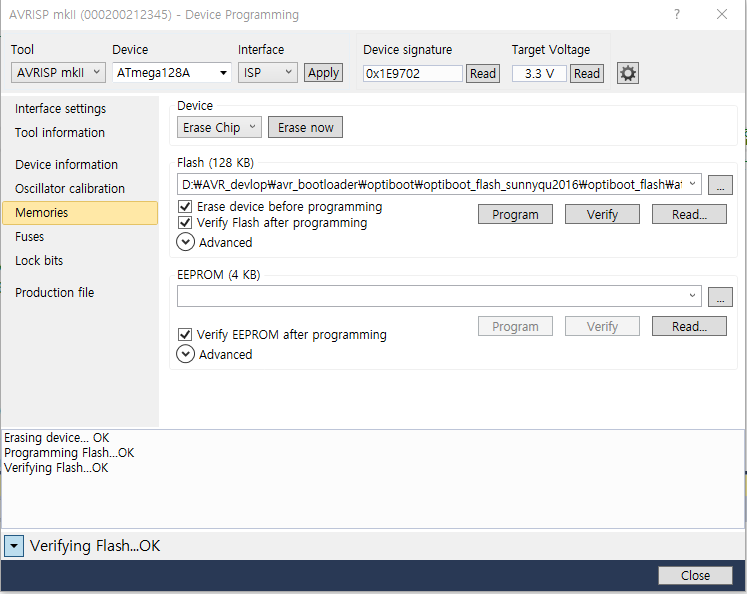 AVR(Atmega, Mega board) 배우기: ATmega128-optiboot-install