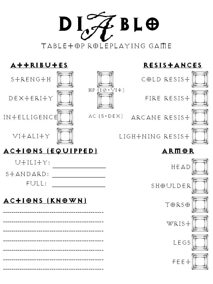 Confused Dice: Diablo TTRPG: Character Sheet