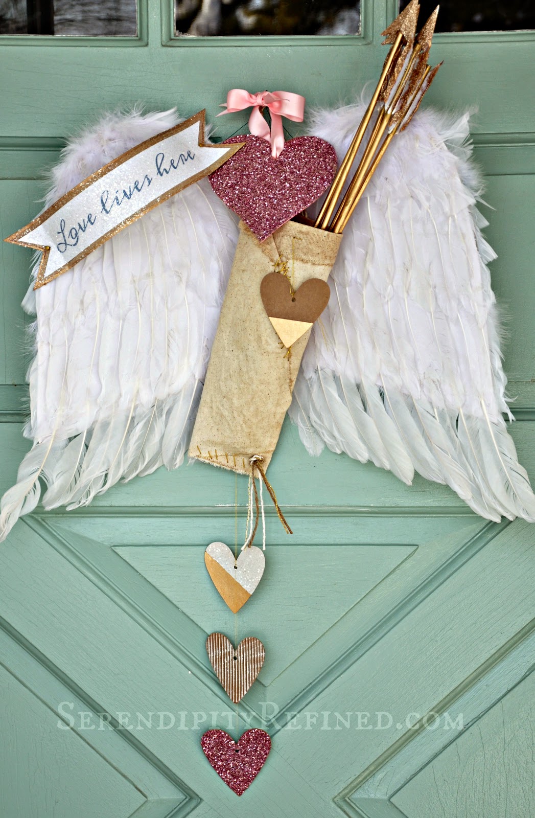 Serendipity Refined Blog: Valentine's Day Door Decoration Feather Cupid ...