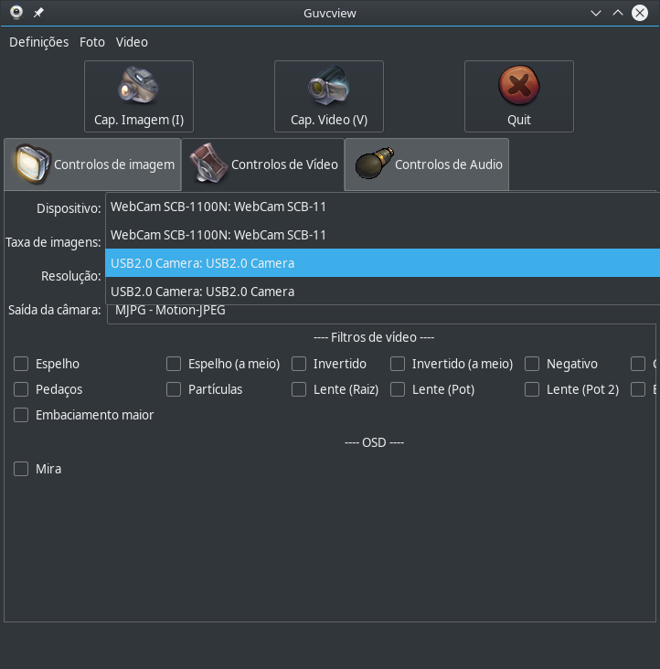 Guvcview para a sua webcam no GNU/Linux