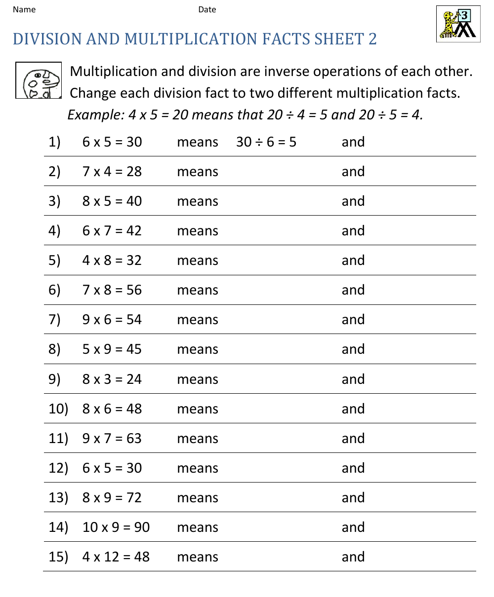 Third Grade A-B-C-D: WEEK 15 - MATH - DIVISION FACTS 2