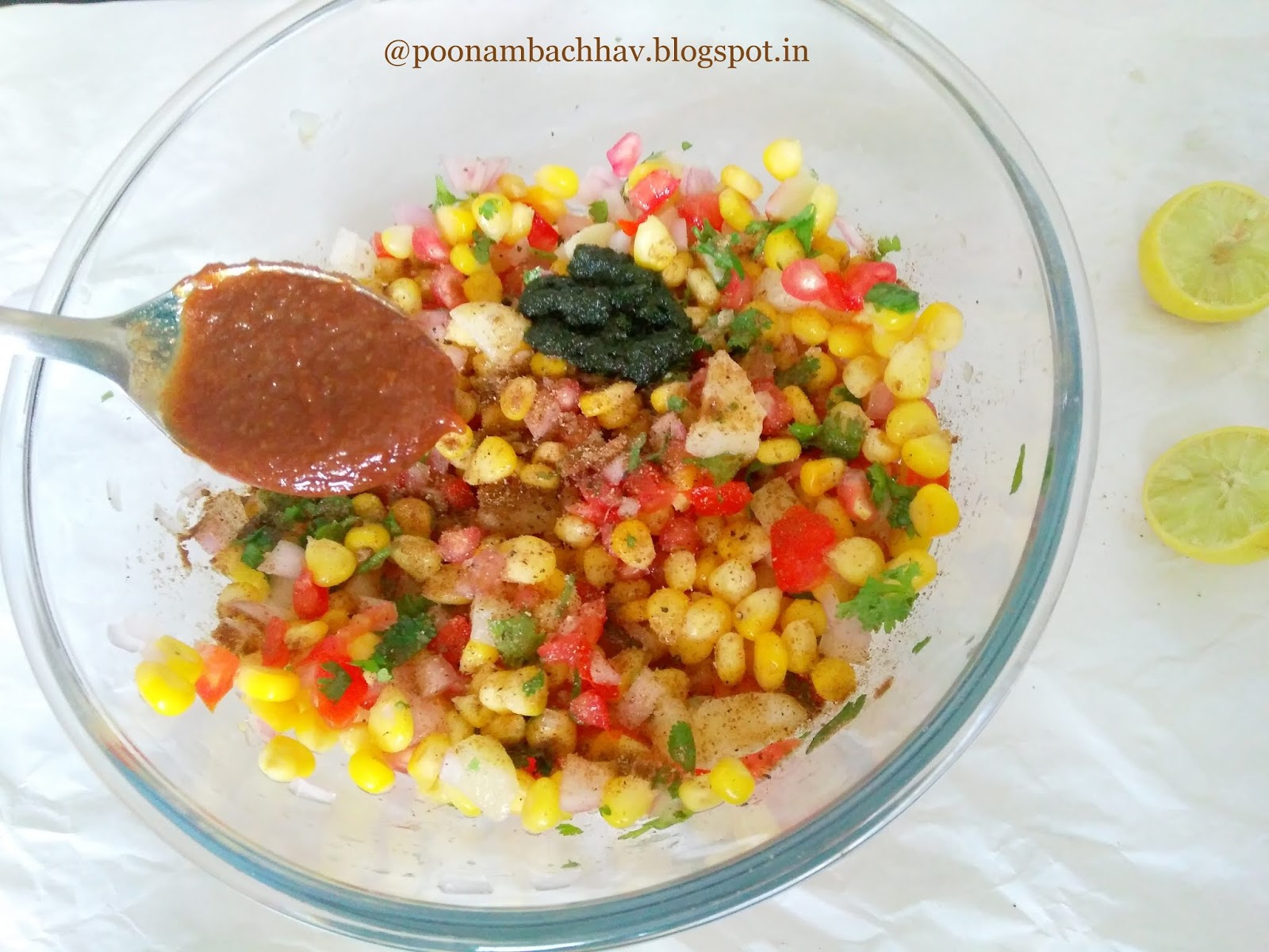 Annapurna: Corn Bhel / Sweet Corn Chaat Recipe