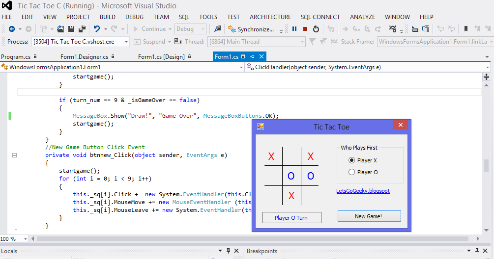 C# Tic Tac Toe Game Source Code For Free