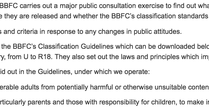 AS Thriller: Film Classification Guidelines