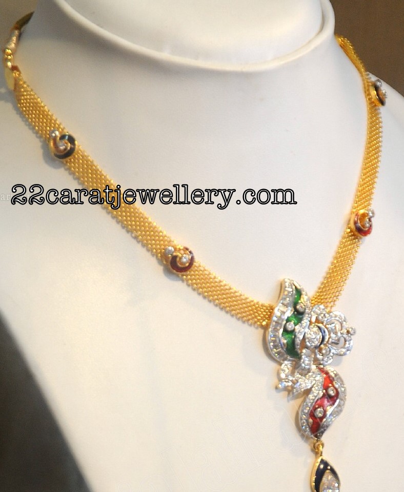 Simple Gold Set with Swarovski Pendant - Jewellery Designs
