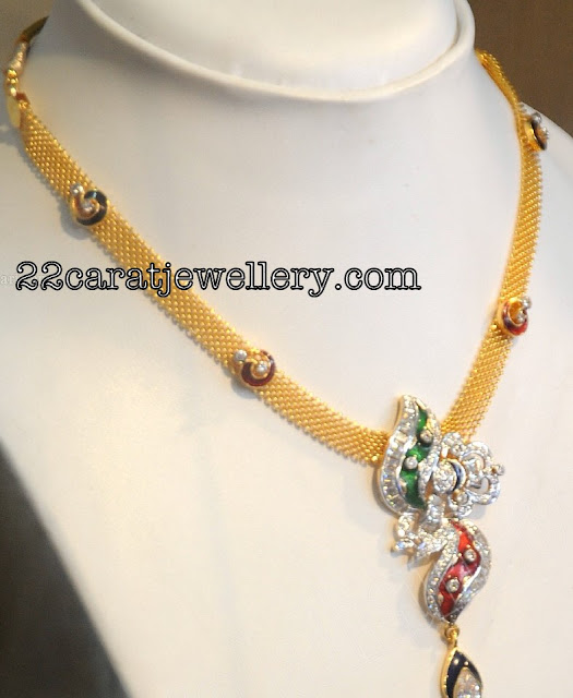 Simple Gold Set with Swarovski Pendant - Jewellery Designs