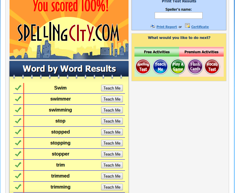 Perenara @ Tamaki Primary School: Spelling city test.