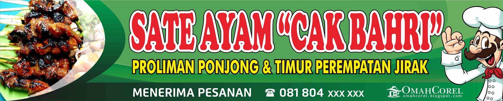 Desain Spanduk Sate Vektor CDR | Omah Corel