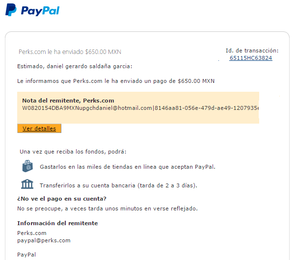 PAGO RECIBIDO, GRACIAS A GLOBALTESTMARKET. ~ Plaza de Marcas