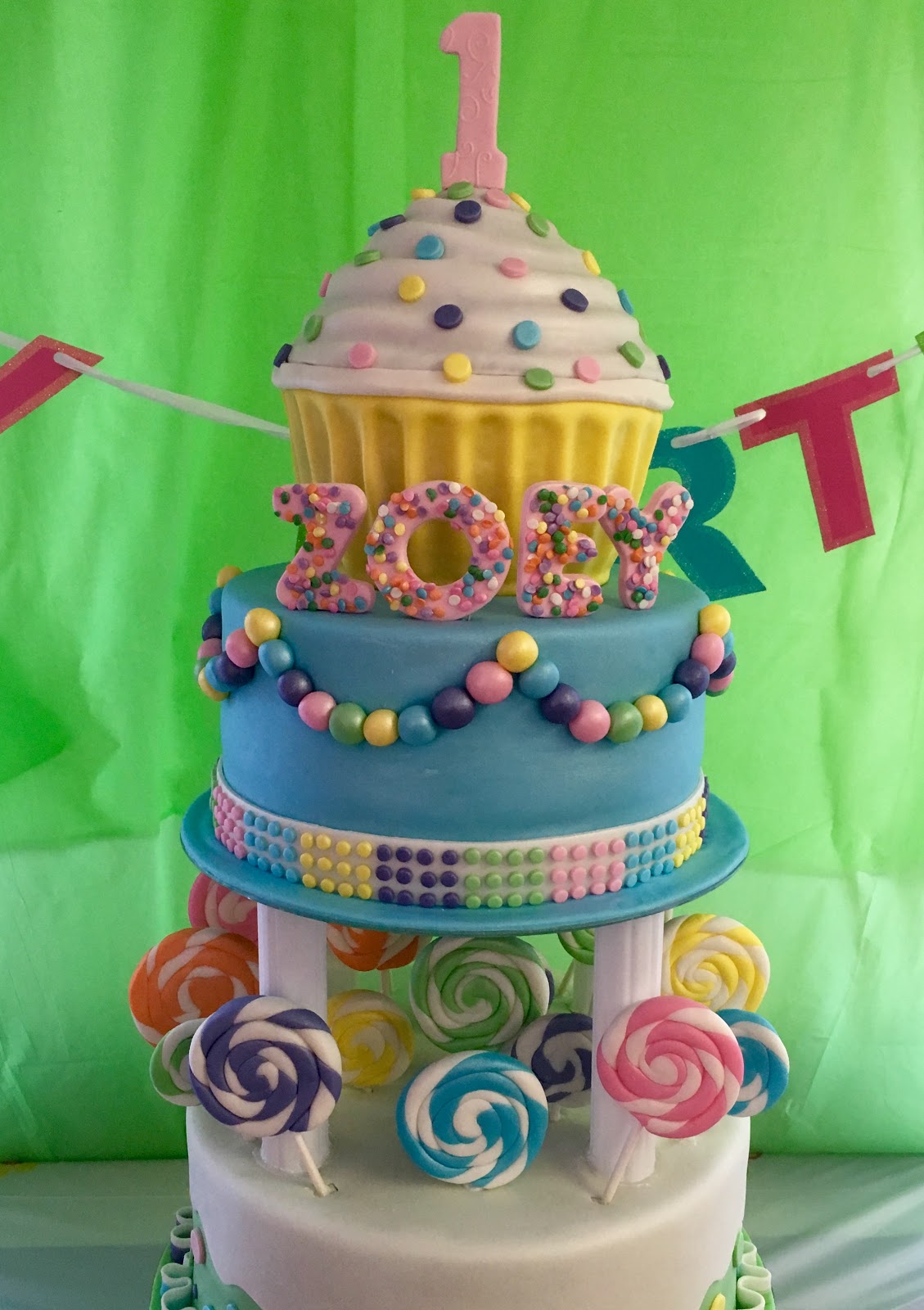 MyMoniCakes: CandyLand theme cake with ice cream cone separator tiers