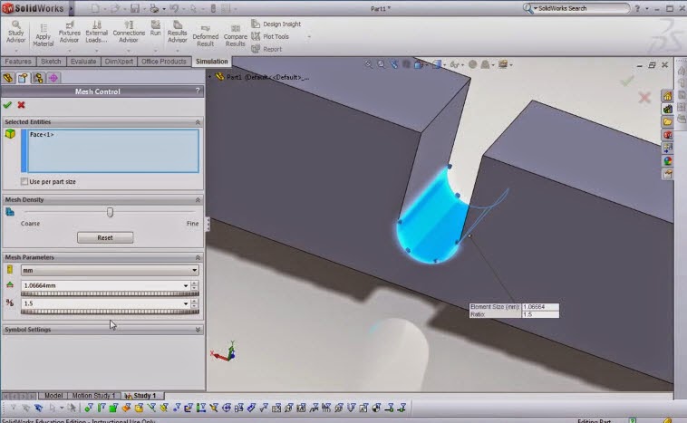 Solidworks simulation: Mesh control, adaptive meshing. - SolidWorks Share