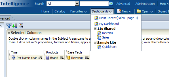 OBIEE2go: OBIEE 11g6 : Creating Dashboard Traversing Through Graph