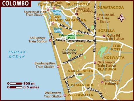 SRI LANKA TOURIST ZONE: Colombo Map
