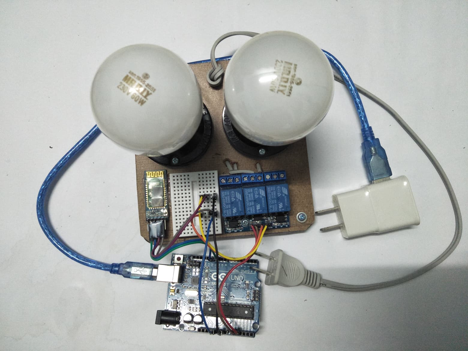 MINI project arduino เปิดปิดไฟบ้านด้วยบลูทูธ hc-05