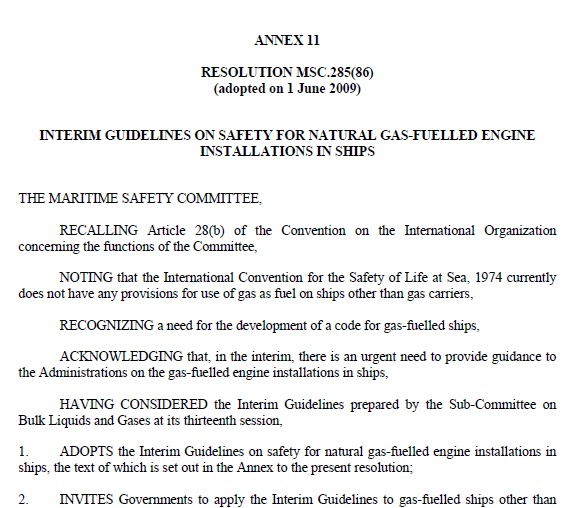 IGF Code - For Safety of Gas Fuelled Vessels