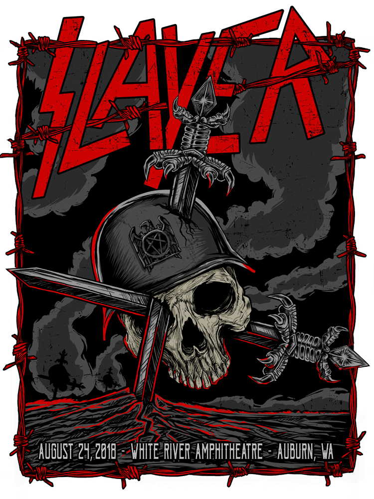 INSIDE THE ROCK POSTER FRAME BLOG: Vertebrae33 Slayer Auburn Poster Release