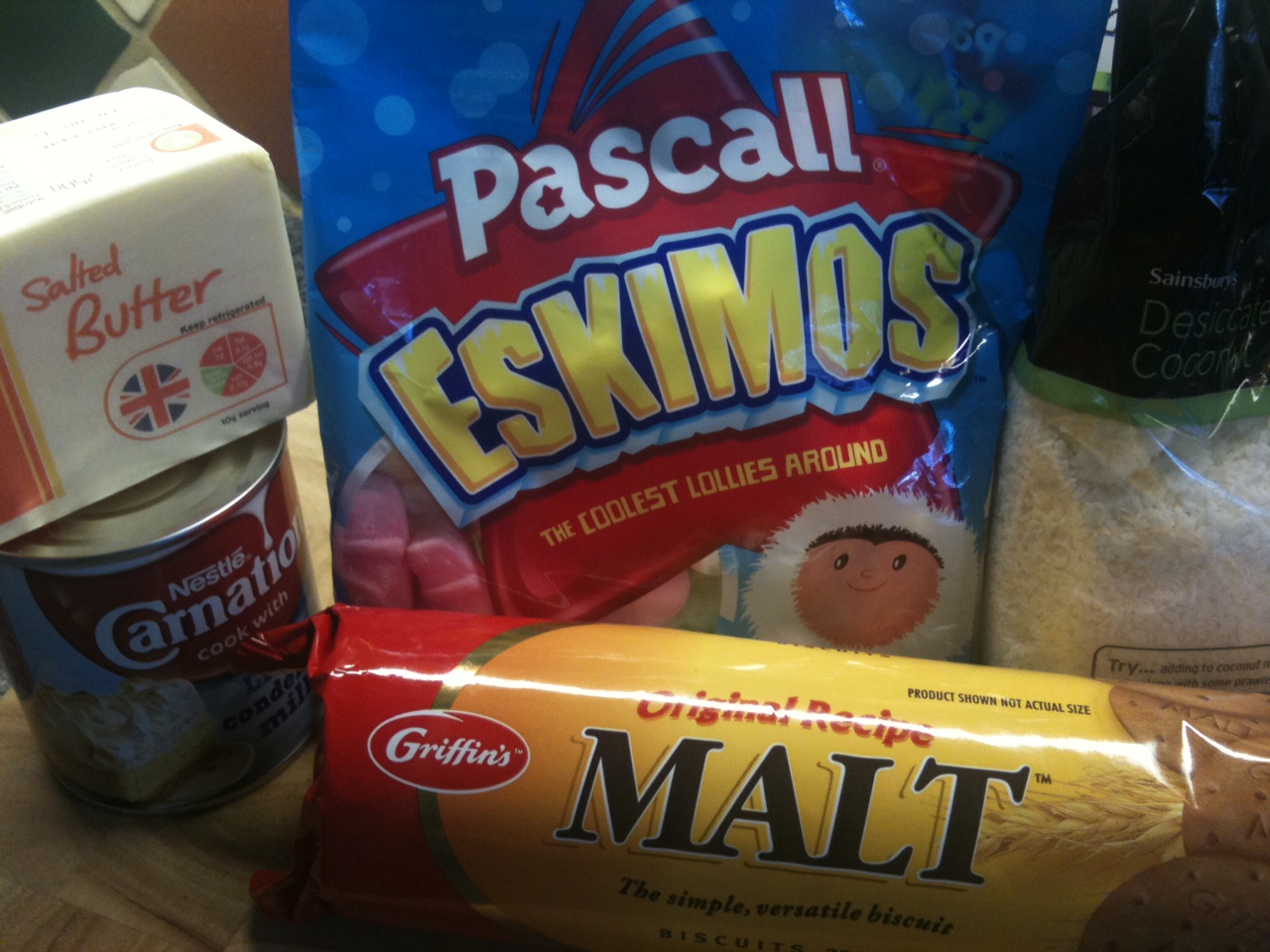 Words that spring to mind: Lolly Cake, a NZ childhood staple.