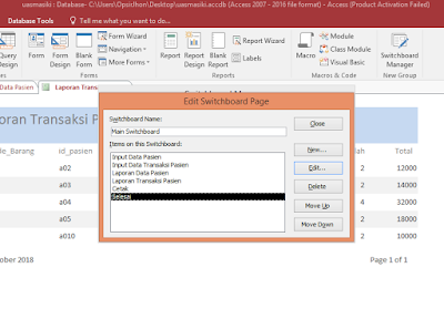 Kegunaan Menu Form, Report dan SwitchBoard pada MS. Access